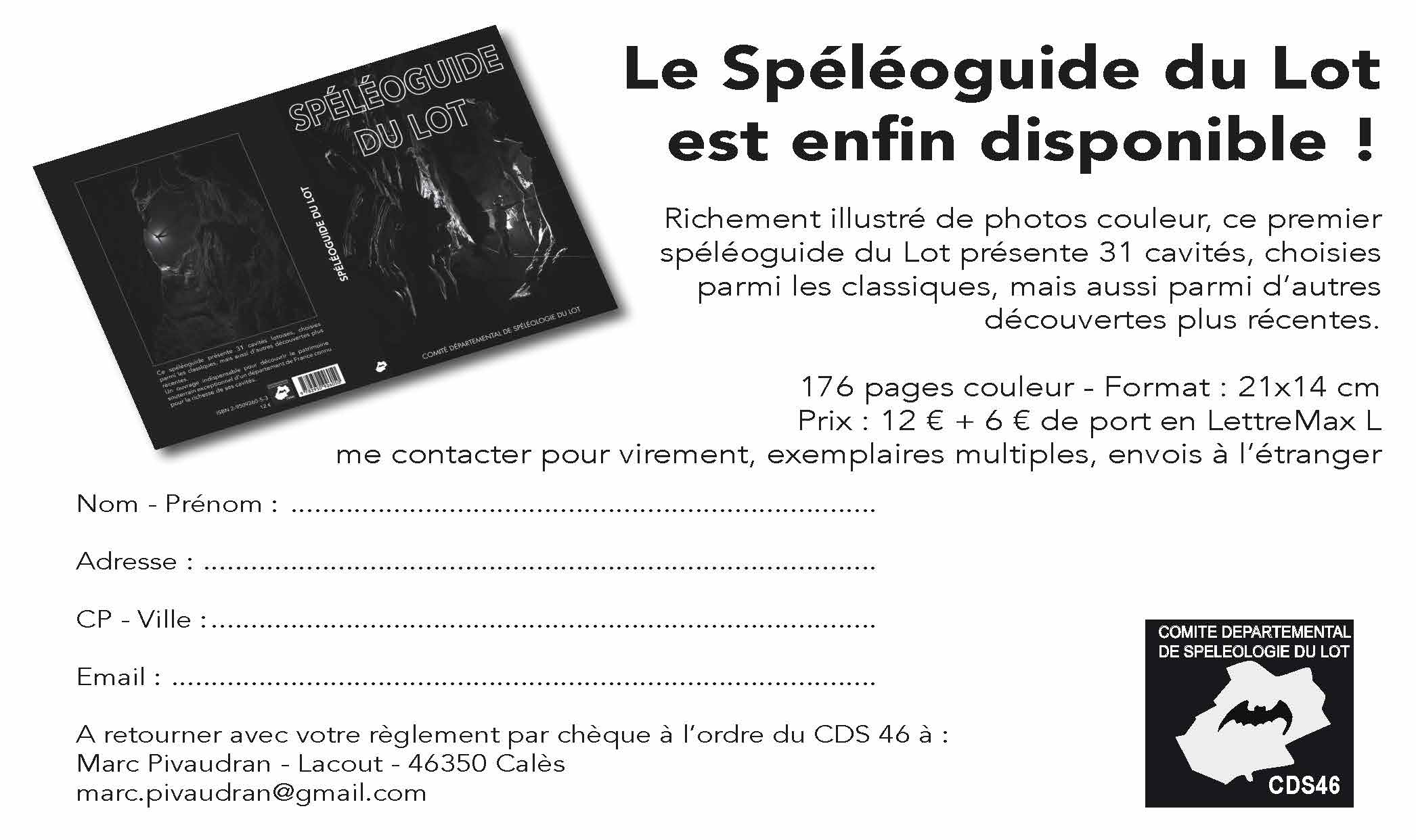 Spéléoguide du lot – Version 2022 – - CDS46